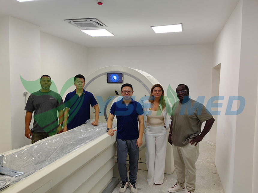 YSENMED YSCT-128X CT scanner system set up in a state hospital in Angola